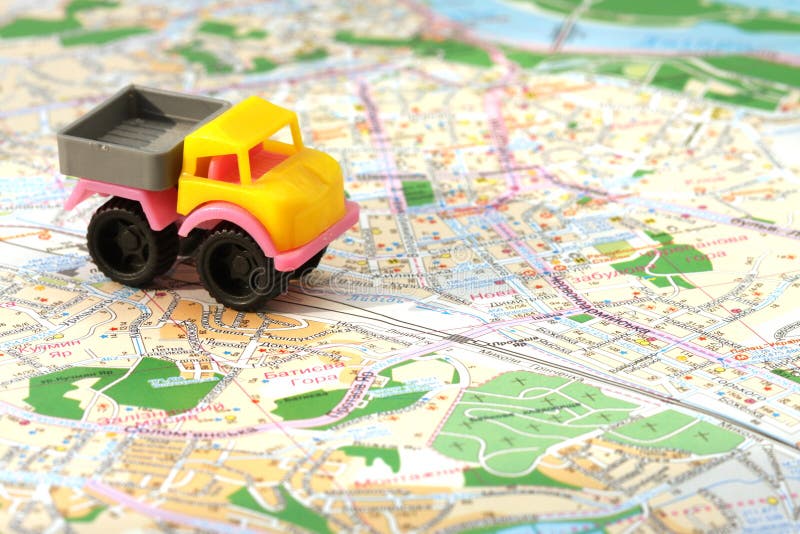 Small car on map stock image. Image of geography, hitchhiking - 18630295