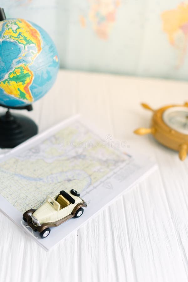 Small Car on the Map. the Concept of Travel Stock Photo - Image of ...