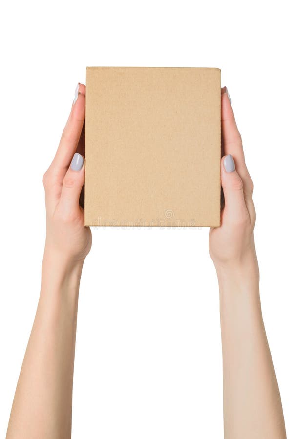 Small Cardboard Box in Female Hands. Top View Stock Photo - Image of ...