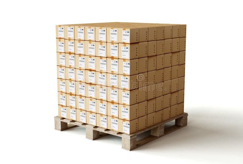 Small Cardboard Box Stack on Wooden Pallet Stock Illustration ...