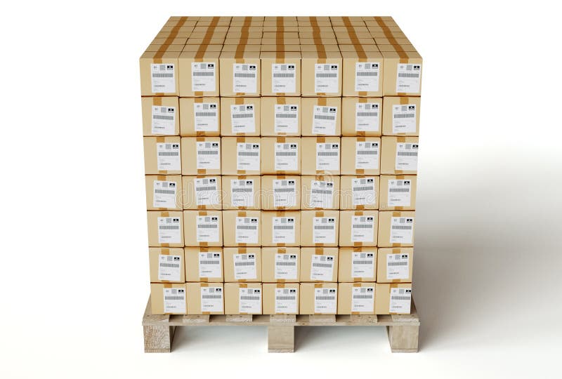 Small Cardboard Box Stack on Wooden Pallet Stock Illustration ...