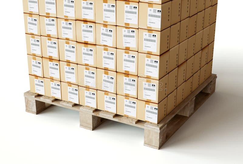 Small Cardboard Box Stack on Wooden Pallet Stock Illustration ...