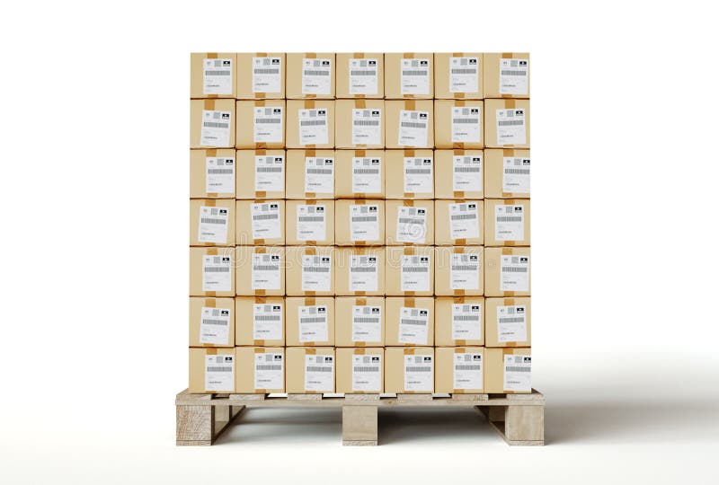 Small Cardboard Box Stack on Wooden Pallet Stock Illustration ...