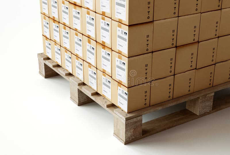 Small Cardboard Box Stack on Wooden Pallet Stock Illustration ...
