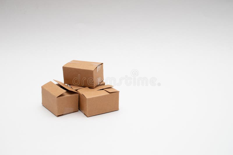 Small Cardboard Boxes Ready for Transportation and Delivery. Free Space ...