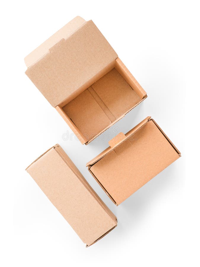 Small Cardboard Boxes Set Isolated on White with Clipping Path Stock ...