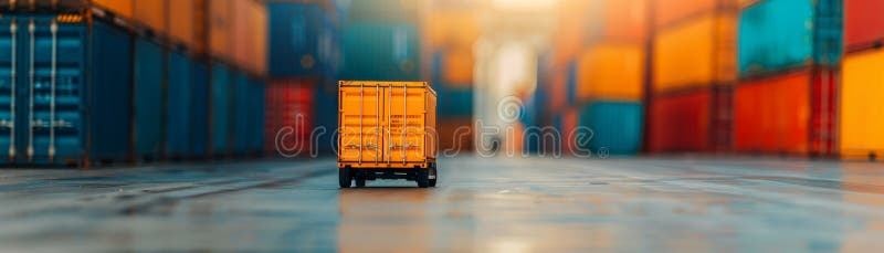 Small Cargo Container in Front of Large Shipping Containers at a Port ...