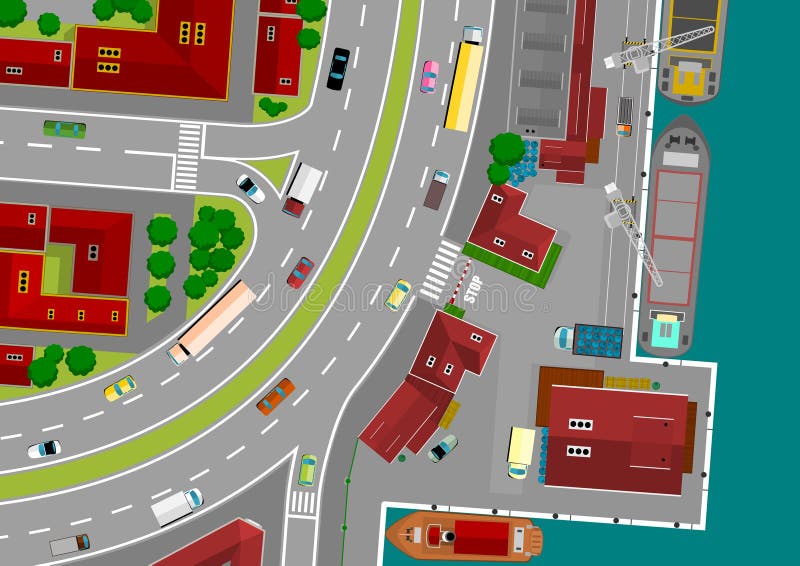 Small cargo port stock vector. Illustration of port, design - 22546294