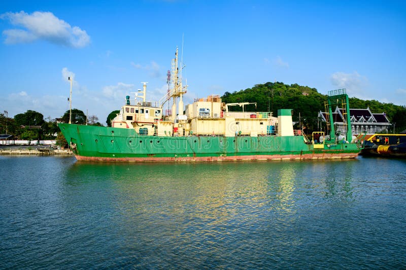 Small Cargo Ships Moored at the Harbor. Stock Photo - Image of port ...
