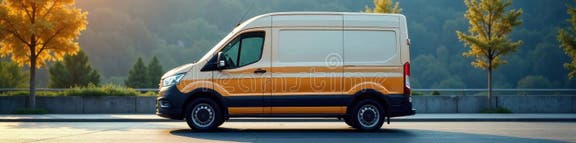 Small Cargo Van, Side View, Ready for Delivery , Transport, Transit ...