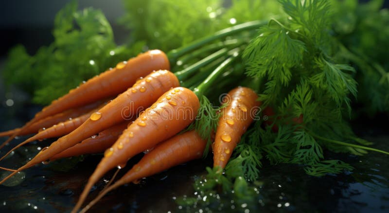Small Carrots with Water Drops on the Surface Stock Photo - Image of ...