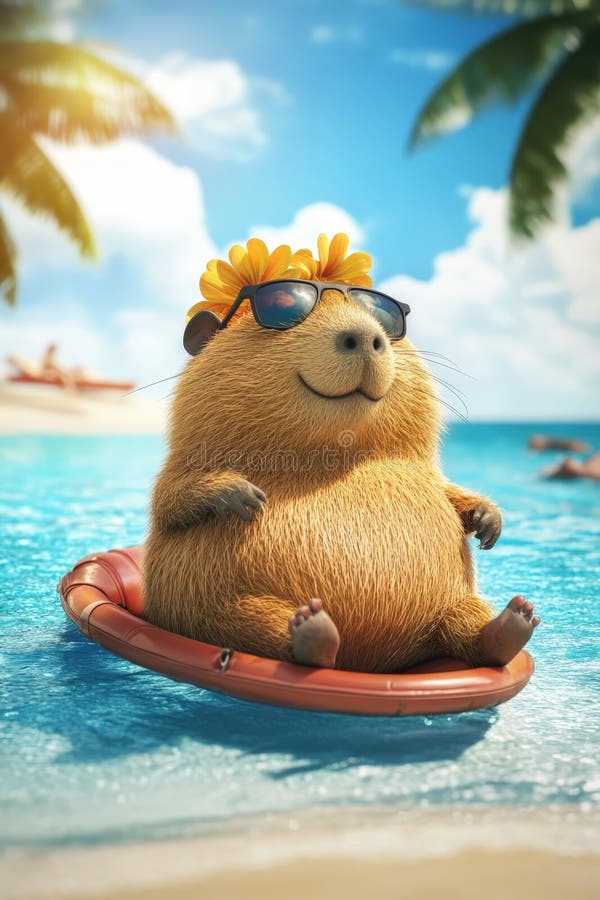 Small Cartoon Capybara. Selective Focus Stock Photo - Image of green ...