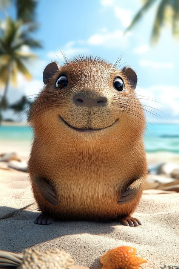 Small Cartoon Capybara. Selective Focus Stock Photo - Image of rodent ...