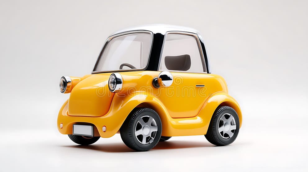 A Small, Cartoon-like Yellow Car with a Compact, Rounded Design. it ...