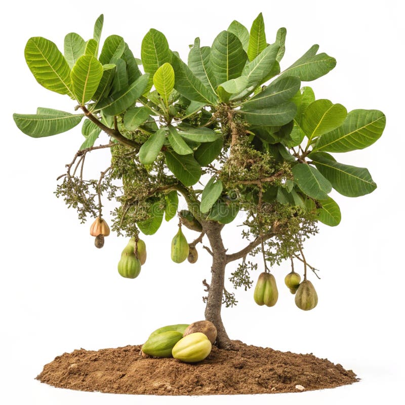 Small Cashew Tree with Cashew on White Background Stock Illustration ...