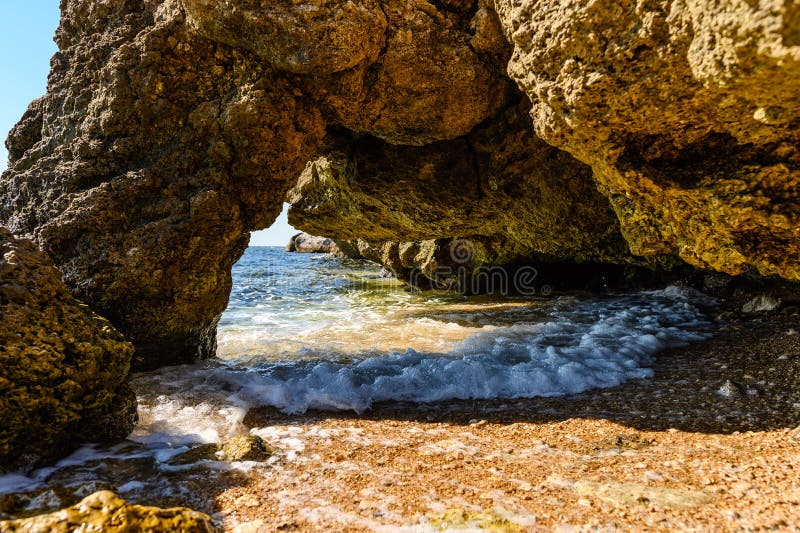 A Small Cave on the Black Sea Coast Stock Photo - Image of rocks ...