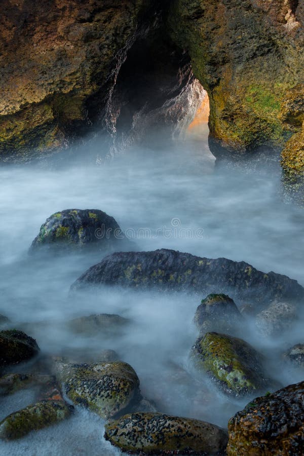 Small Cave at Sea Shore Background Stock Photo - Image of outdoor, mist ...
