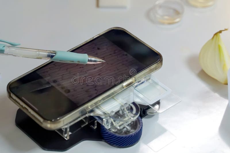 Small Cell Imaging Using a Smartphone Microscope Stock Photo - Image of ...