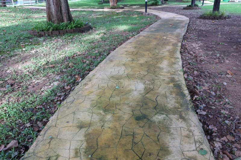 Small Cement Walkway Space in the Park Stock Image - Image of cement ...