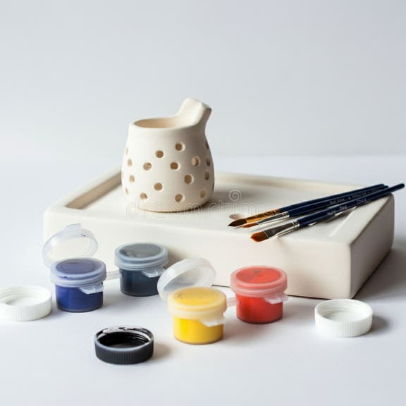 Small Ceramic Vase with Circular Perforations Sits on a Rectangular ...