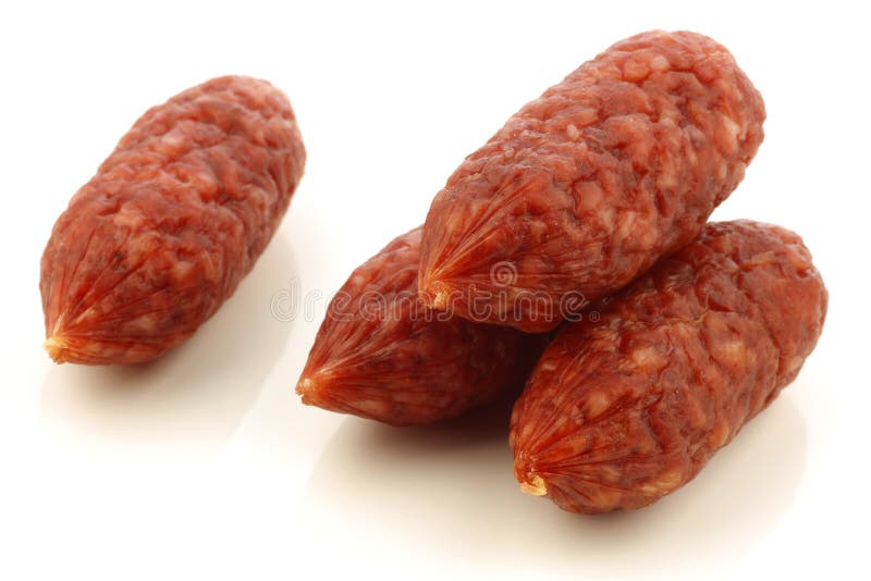 Small cervelat sausages stock image. Image of pork, appetizer - 21989147