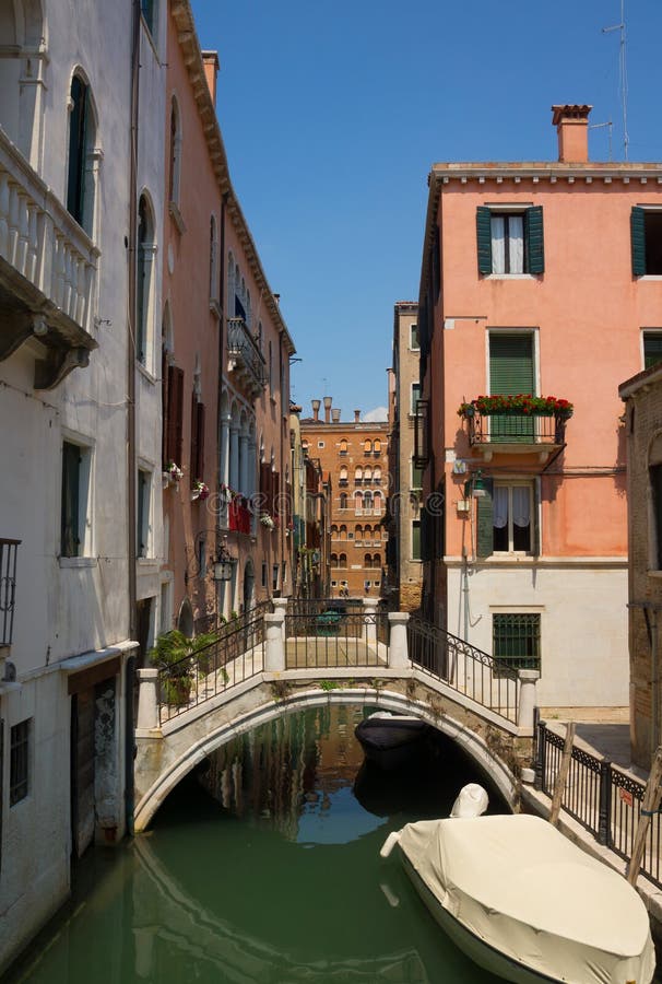 Small channel in Venice stock photo. Image of tourist - 26308536