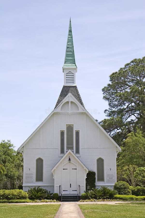 Small Chapel with Green Steeple Stock Image - Image of christian, faith ...