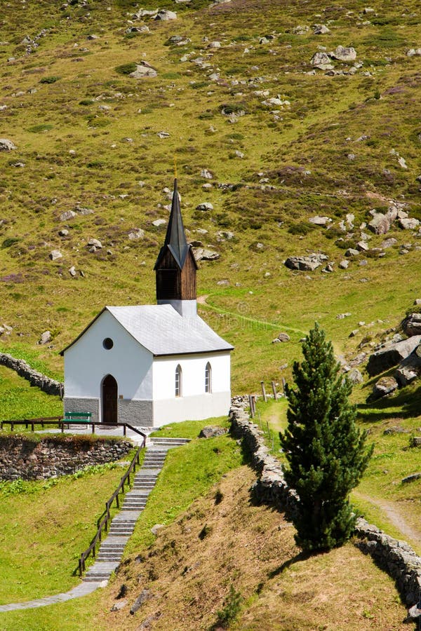 Small Chapel in Mountains, Switzerland Stock Photo - Image of grass ...