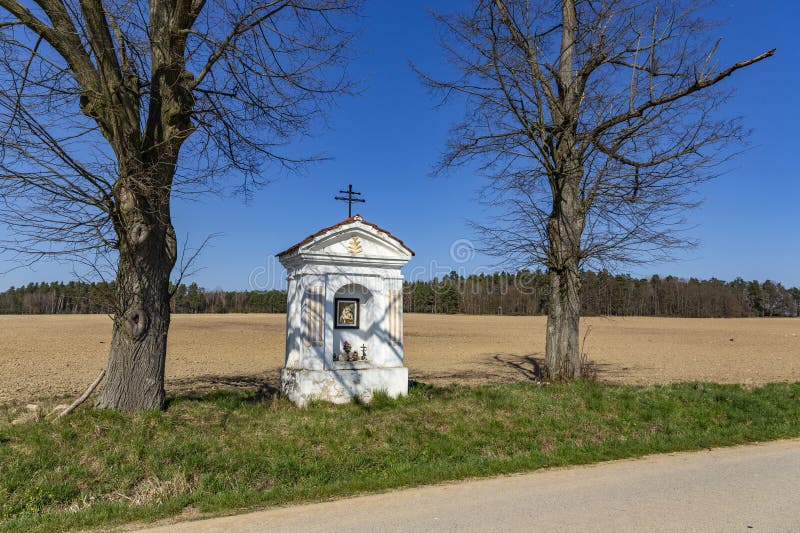 Small Chapel Behind the Trees and Grass Stock Image - Image of outdoors ...