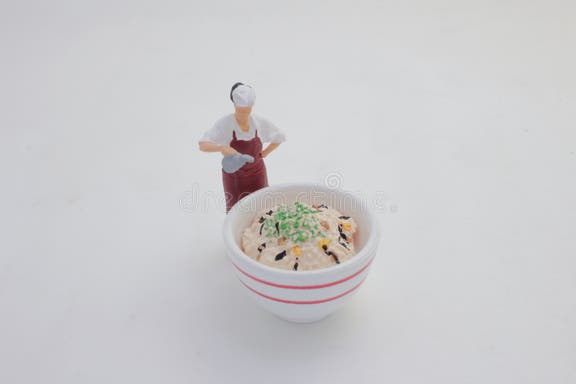 Small Chef Figurine with Ice Cream Bowl Stock Photo - Image of playful ...
