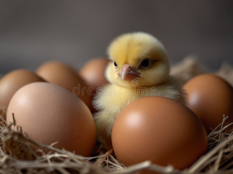 A Newly Born Chicken Chick Sits in the Nest. Generative AI Stock ...