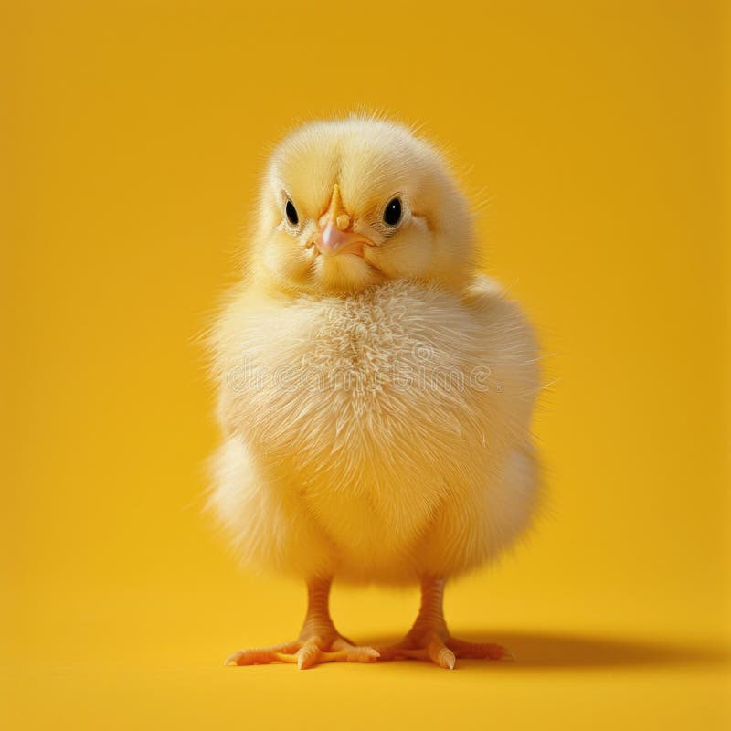 A Small Chicken Standing on a Yellow Surface Stock Photo - Image of ...