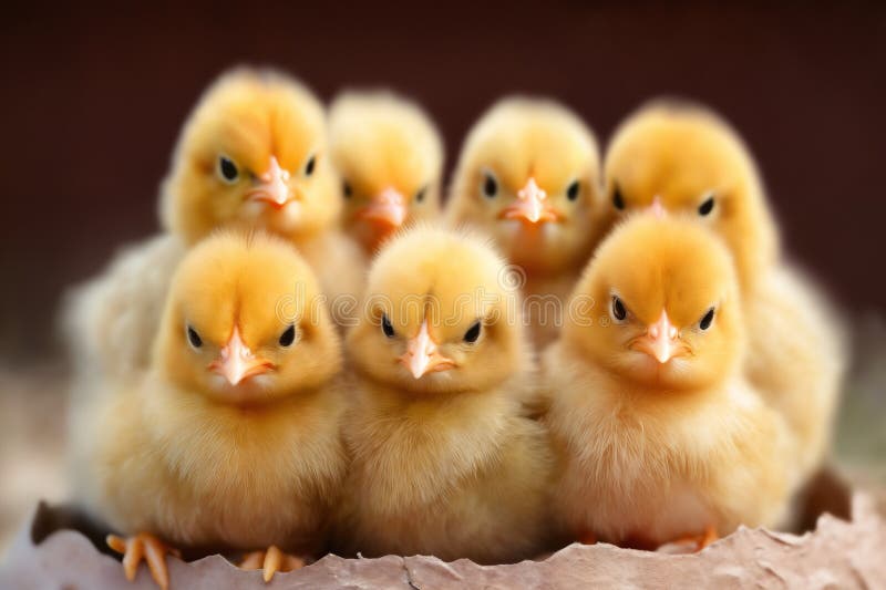Small Chickens Against the Background of Spring Nature on Easter, in a ...