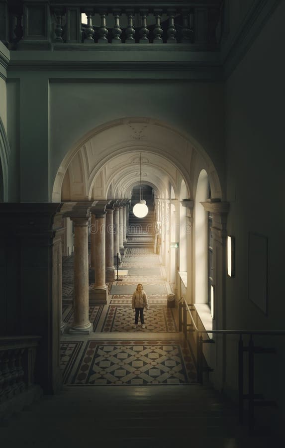 Small Child in a Big Old Hall Stock Image - Image of historical ...