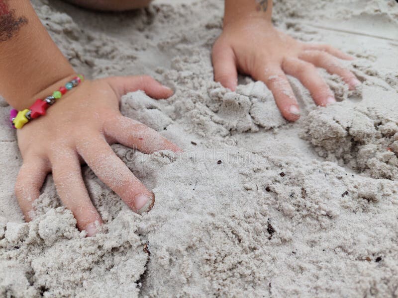 Small Child Digging, Playing in the Sand Stock Image - Image of finger ...