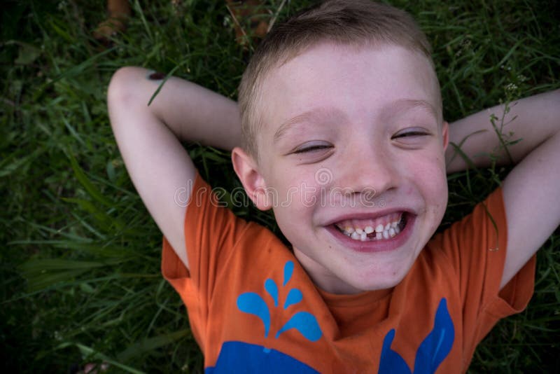 Small Child Lost the First Tooth Stock Image - Image of blue, active ...