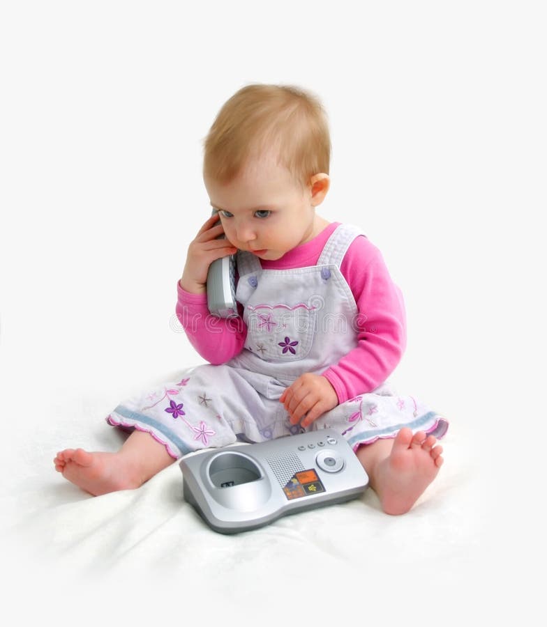 Baby calls on phone stock photo. Image of laugh, highkey - 1082844