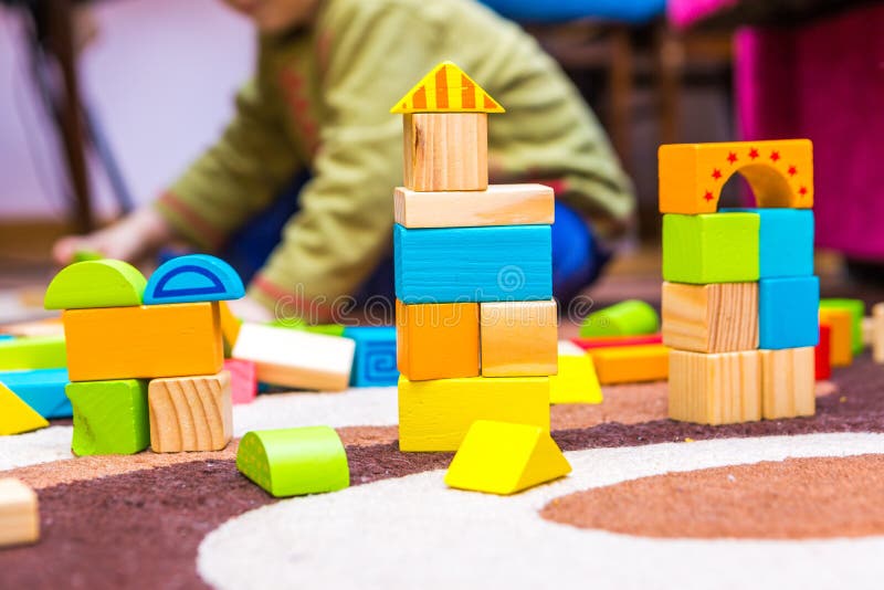 Small Child Playing with Wooden Blocks Stock Photo - Image of builder ...