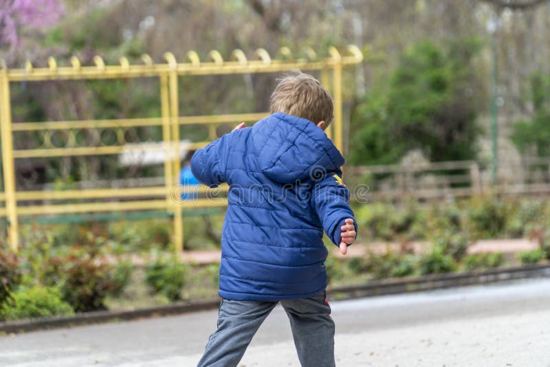 Small Child Running in a Park Stock Photo - Image of blond, child ...