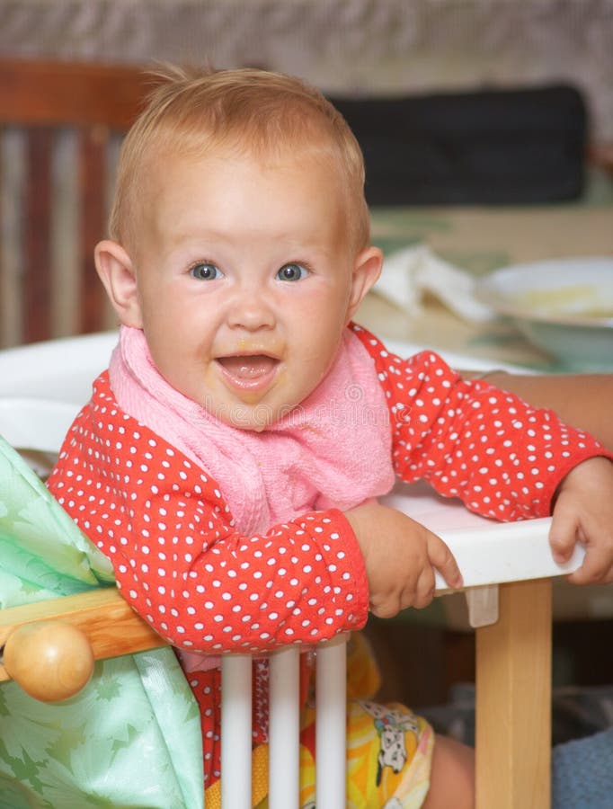 Small Child Sitting at the Dining Table Stock Image - Image of food ...
