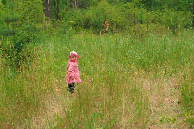 Small Child Walking Alone in the Forest Stock Image - Image of girl ...