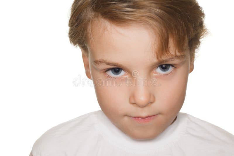 Small Child in a White T-shirt Photography Studio Stock Image - Image ...