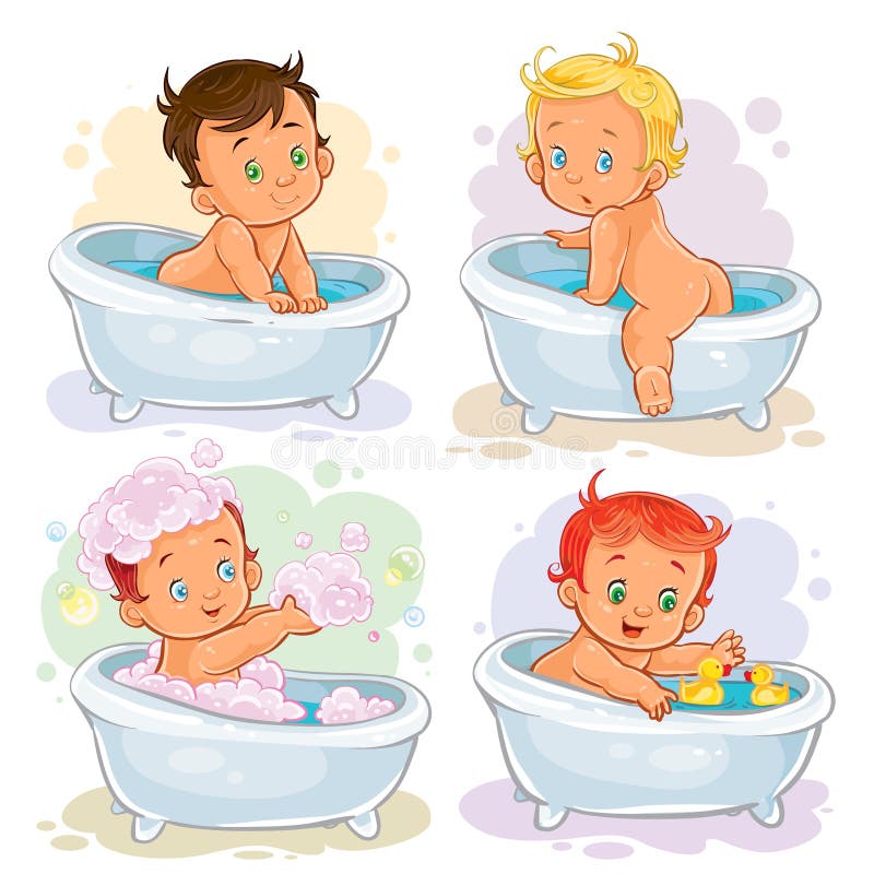Small children take a bath stock vector. Illustration of cartoon - 82070085