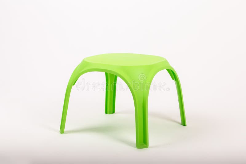Green Plastic Childrens Table on White Background Stock Image - Image ...
