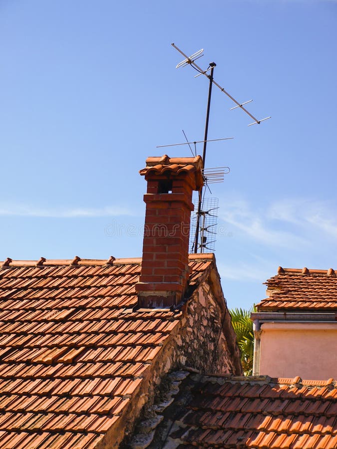 Small Chimney on the Roof of Red Tiles Stock Photo - Image of tile ...