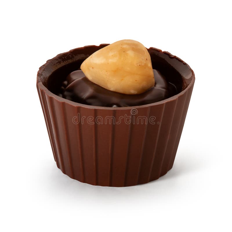 Small Chocolate Basket with Cream and Nut Stock Photo - Image of ...