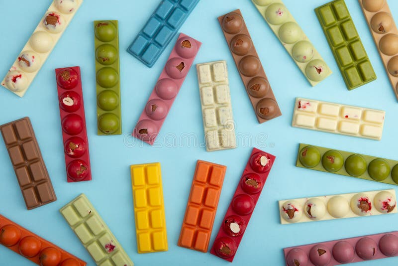 Small Chocolate Candies Pattern Blue Delicious Mix Colorful Chocolates ...