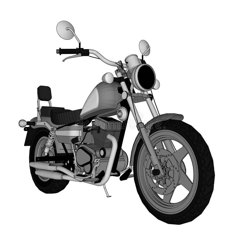 A Small Chopper is a Classic. Vector Black and White Illustration with ...