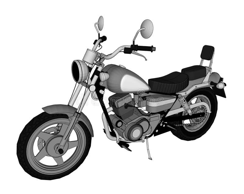 A Small Chopper is a Classic. Vector Black and White Illustration with ...