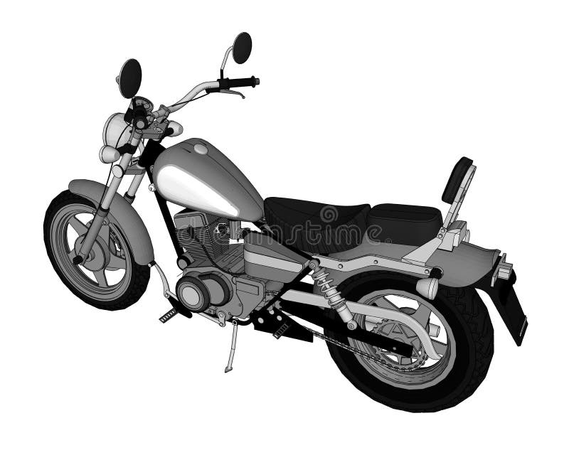 A Small Chopper is a Classic. Vector Black and White Illustration with ...